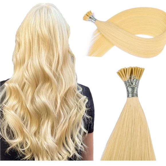 Hair | 16 I Tip Hair Extensions Human Hair 6 Blonde Highlight Golden ...